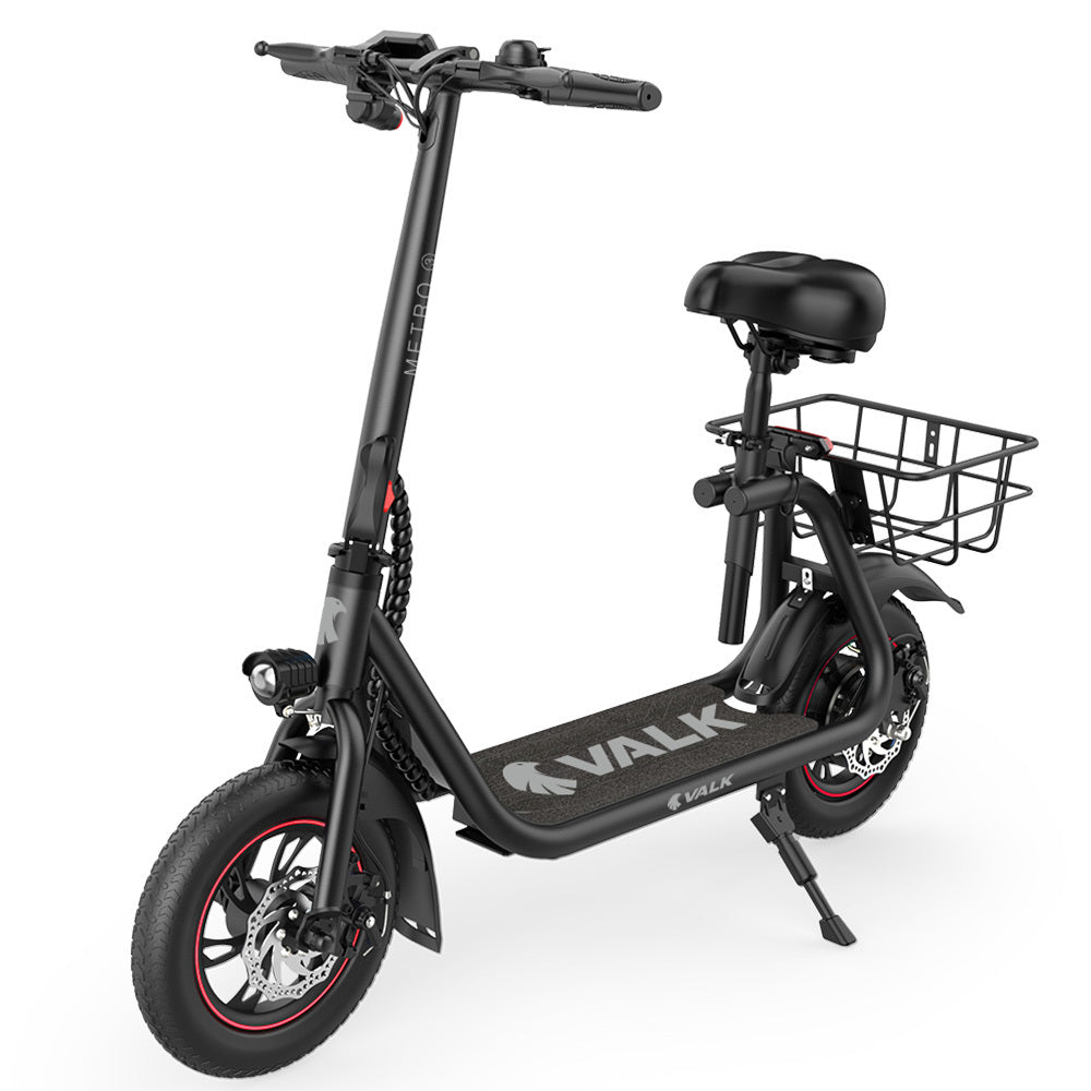 VALK Electric Scooter with Seat, Disc brakes, 12" Tyres, Motorised eSc