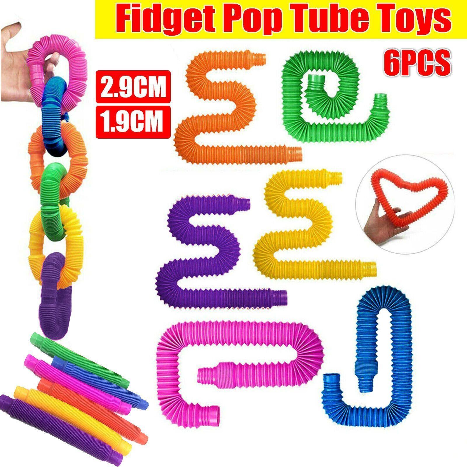 6Pcs Sensory Pop Tube Fidget Toys for Office School Home Use - Large 6