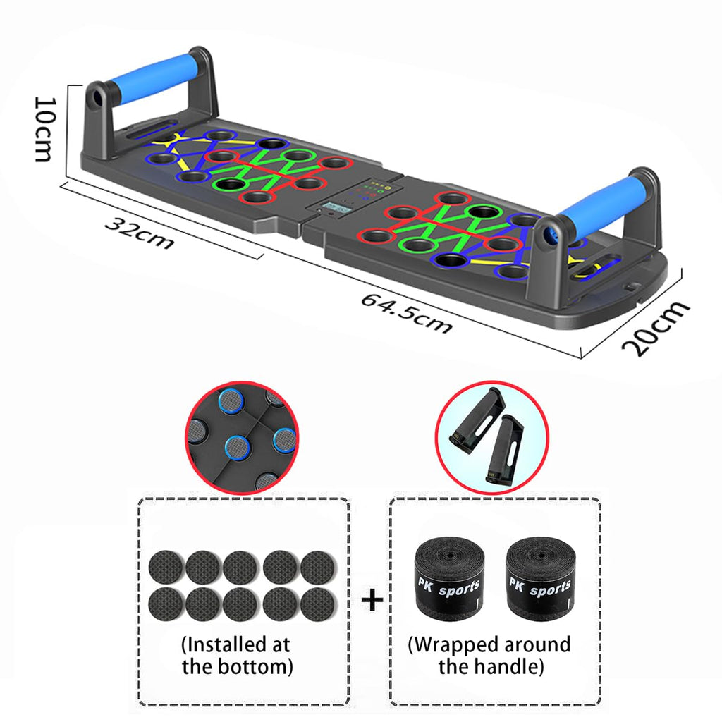 Smart Push-Up Bar with Counter & Timer – Foldable Home Workout Board f
