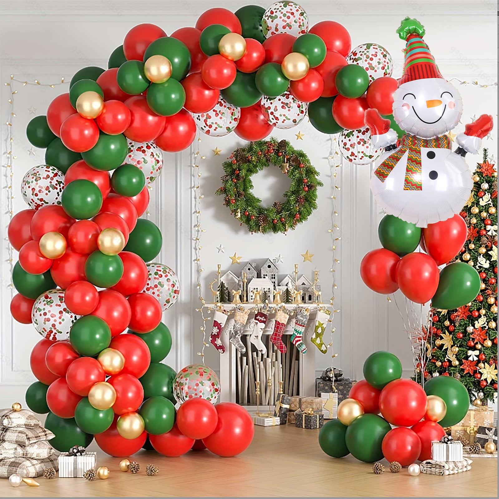 Christmas Balloon Arch Kit 123PCS - Red Green Gold Xmas Balloons with