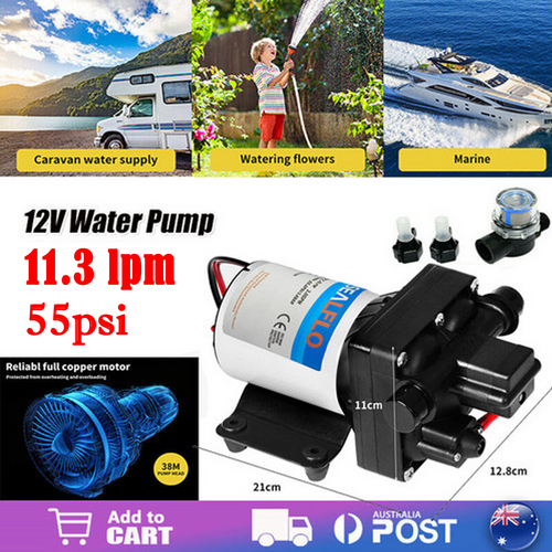 12V Caravan Water Pump High Pressure Self-priming rv Camping Boat 55PS