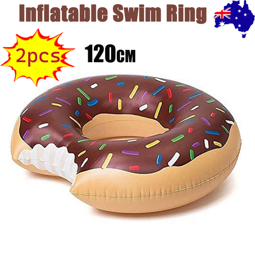 2pcs Coffee Inflatable Giant Donut Raft Swim Ring Float Swimming Pool