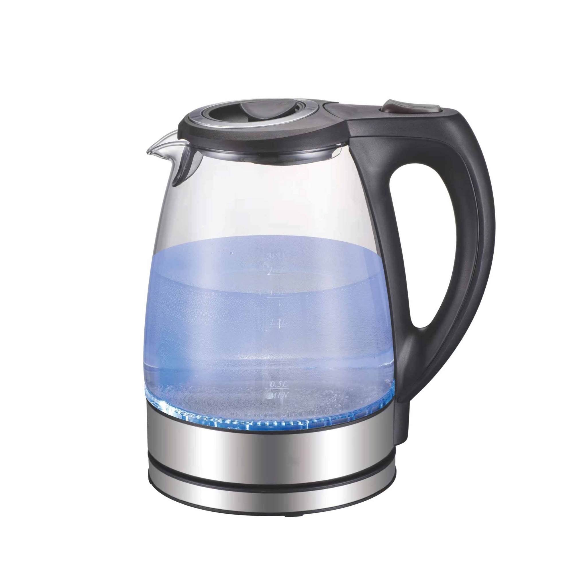 1.7L Electric Glass Kettle LED Blue Light 360 Automatic Cordless Water