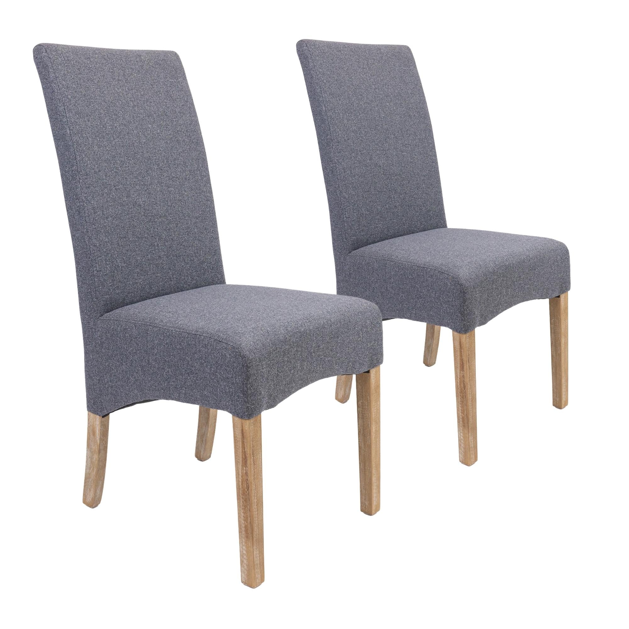 Jackson Dining Chair Set of 2 Fabric Seat Solid Pine Wood Furniture