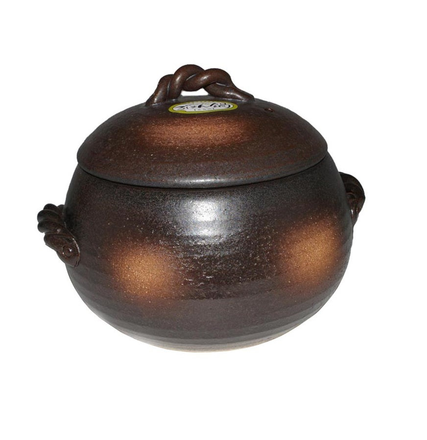 Japanese Yorozufuru-sho Brown Donabe Chestnut 5# Rice Clay Pot - Made