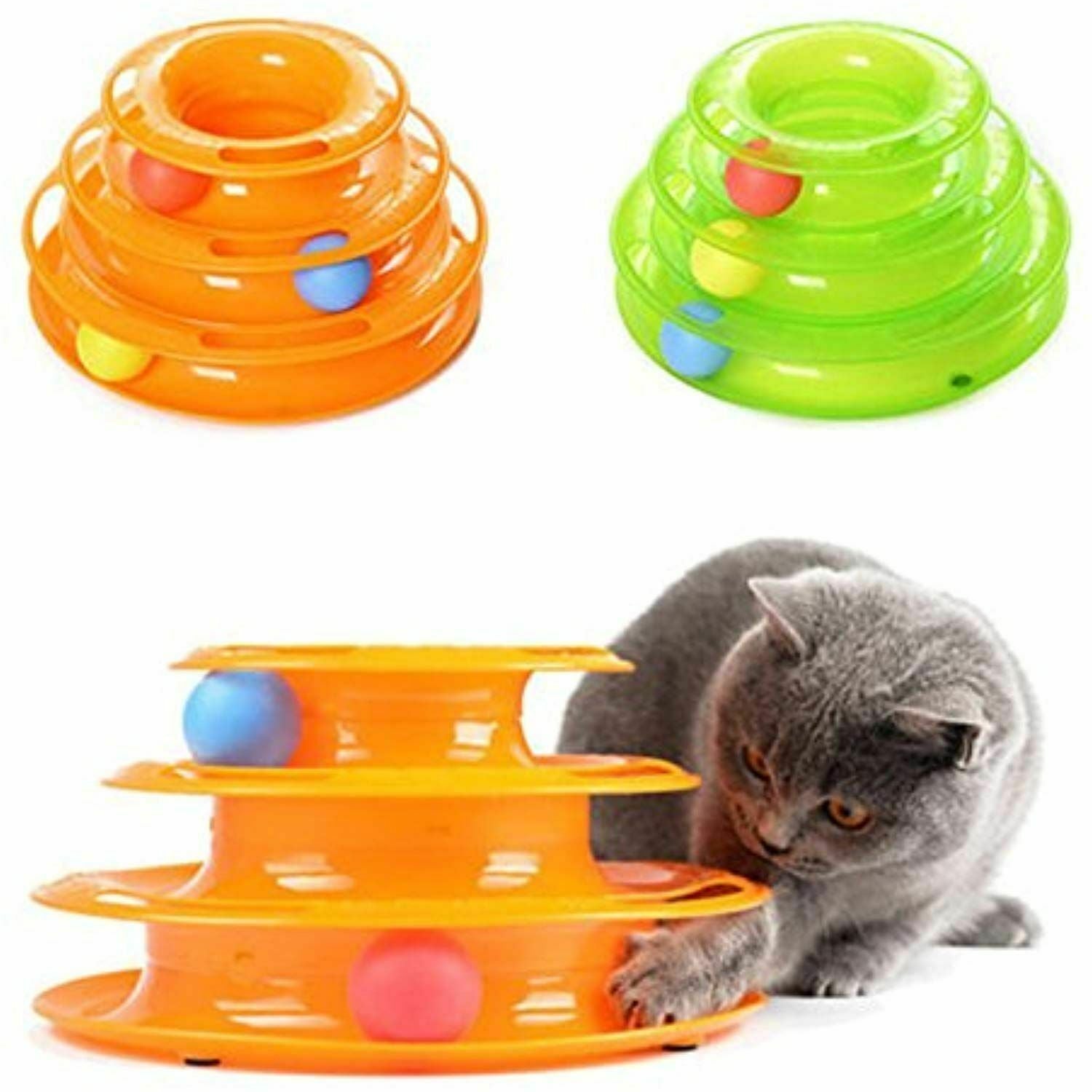 Funny Cat Toy Plastic Tower Interactive Track Ball Playing Game - Asso