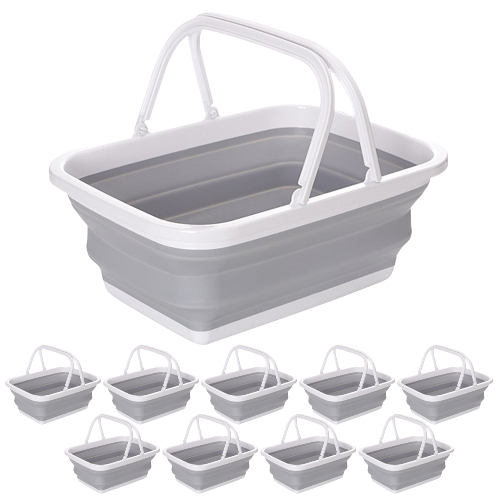 10x 9L Collapsible Laundry Folding Clothes Basket w Handles Bin Bulk-