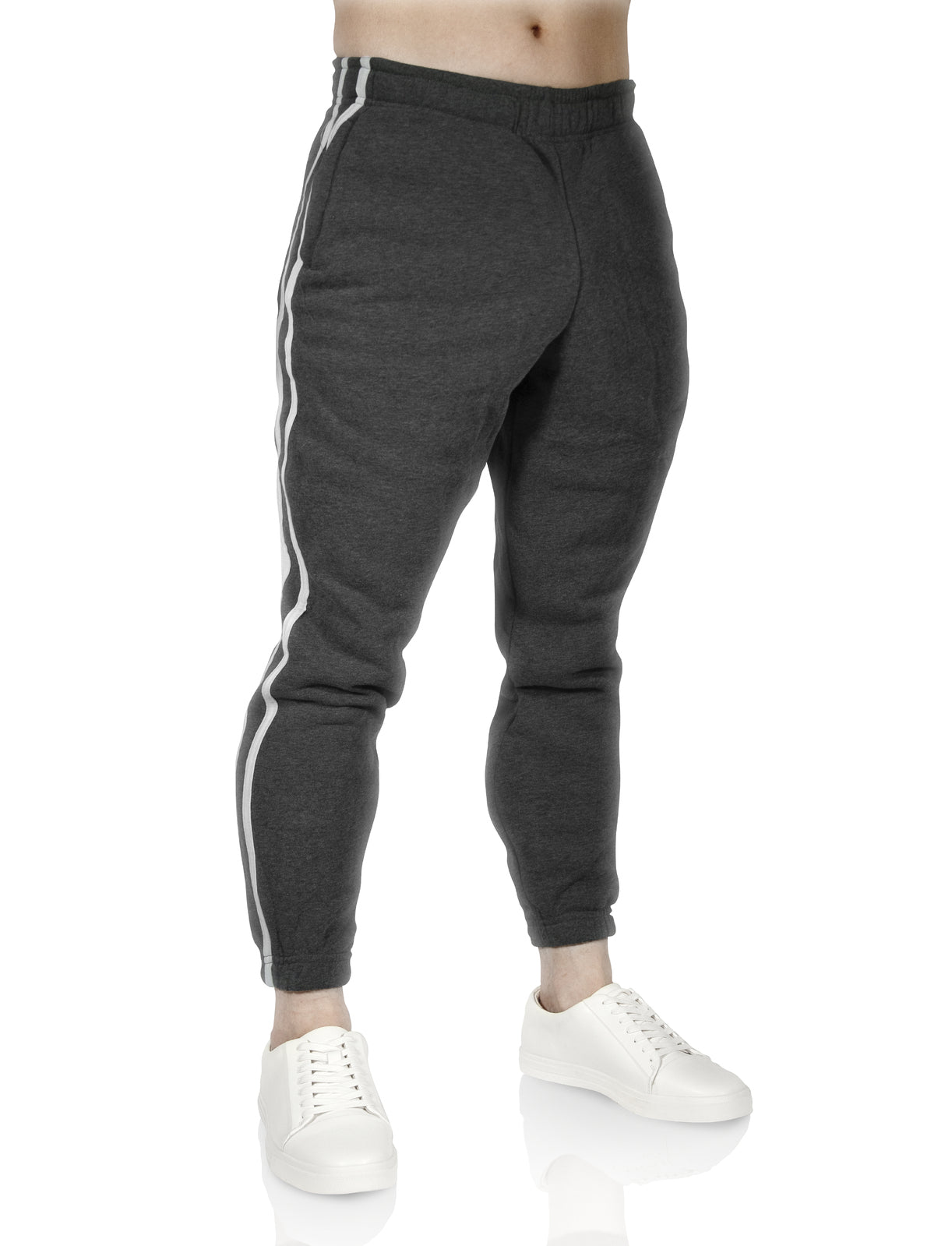Mens Fleece Skinny Track Pants Jogger Gym Casual Sweat Trackies Warm T