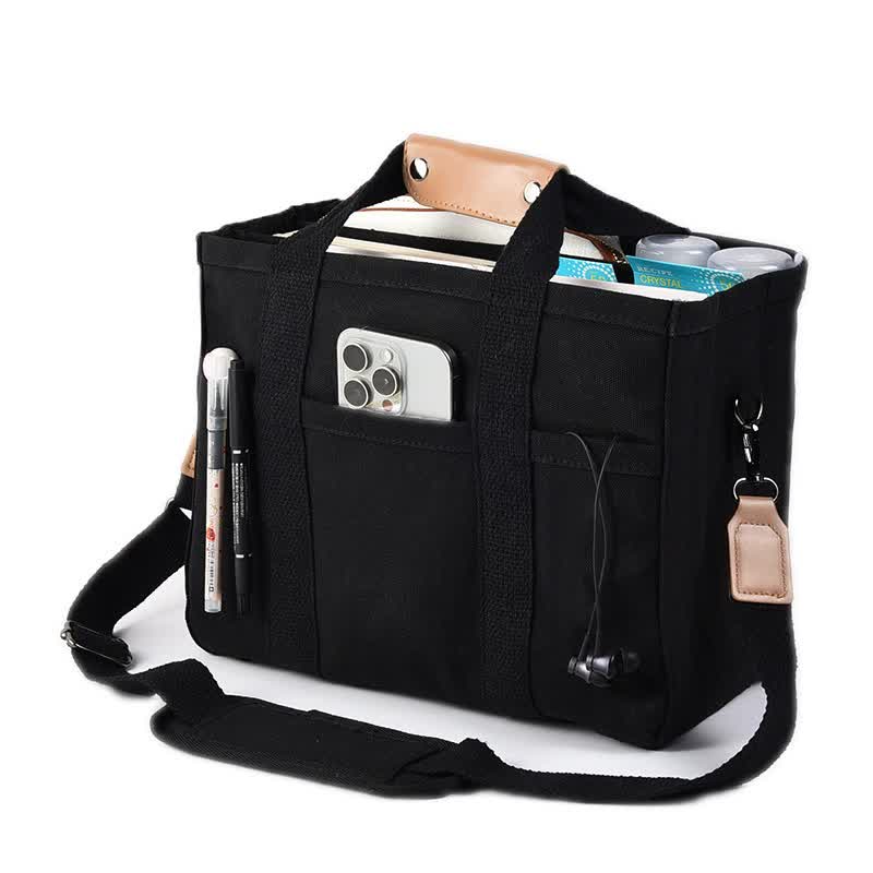 Black Large Capacity Multi-Compartment Tote Bag - Stylish and Versatil