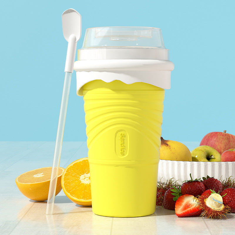 Yellow Cool Summer Slushie Cup - 500ml Quick-Freeze Smoothie Maker wit