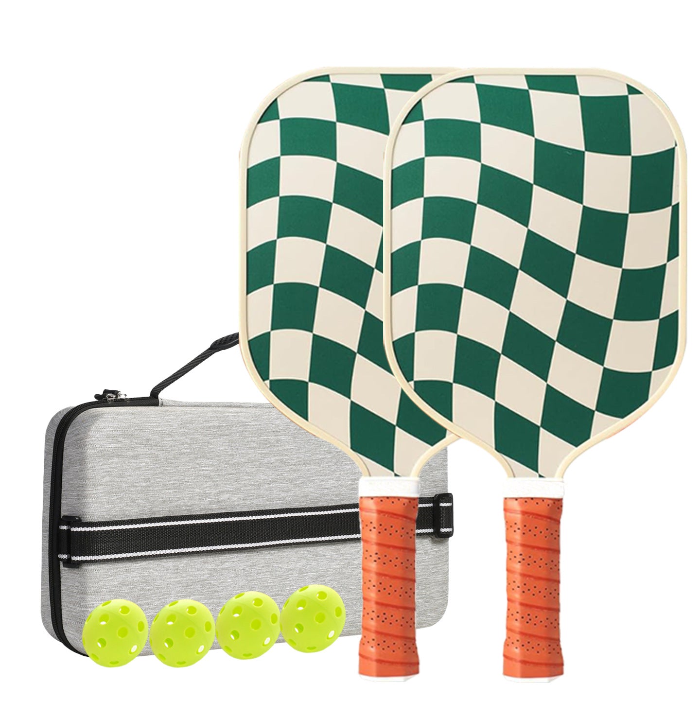 Set 1 White And Green T700 Carbon Fiber Pickleball Paddle Set - 2 Padd