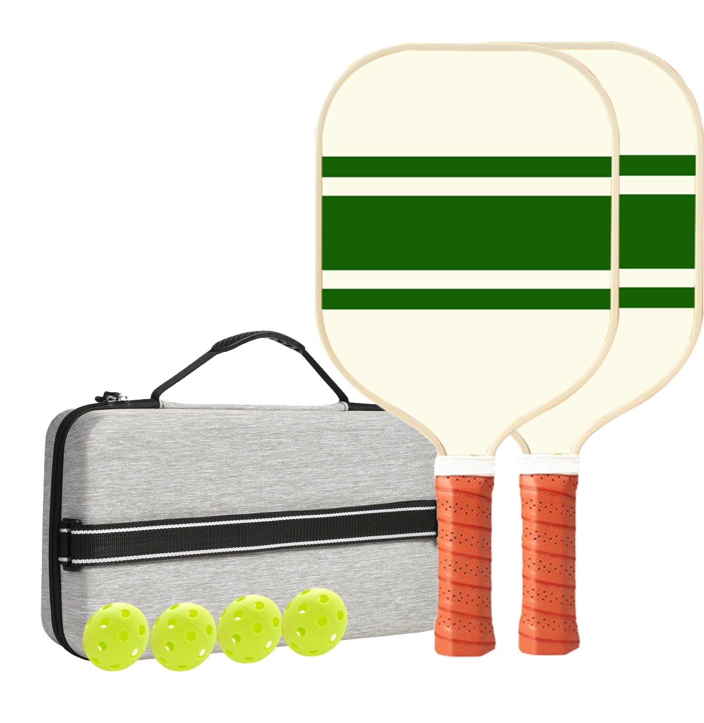 Set 3 White And Green T700 Carbon Fiber Pickleball Paddle Set - 2 Padd