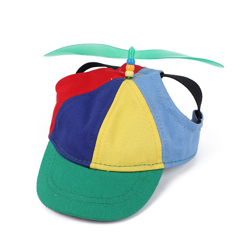M Green Pet Baseball Cap with Spinning Propeller - Colorful Fun Design