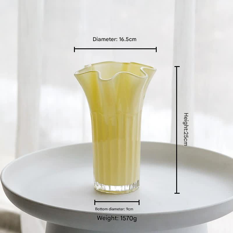 Nordic-Style Glass Vase - Elegant Fluted Flower Vase for Home Decor(Ye