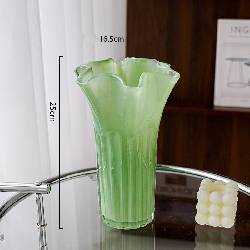 Nordic-Style Glass Vase - Elegant Fluted Flower Vase for Home Decor(Gr