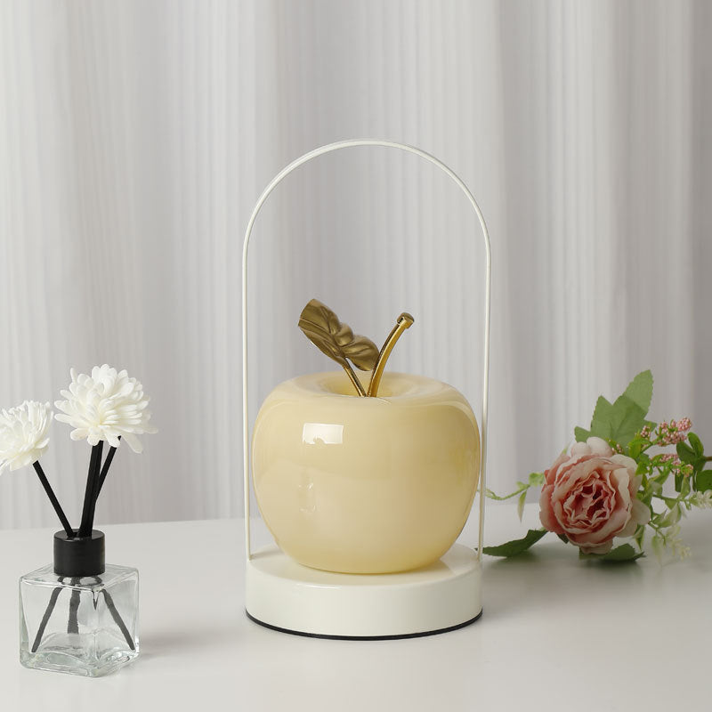 Yellow Decorative Apple Table Lamp - USB-C, 3 Light Modes, Metal Handl