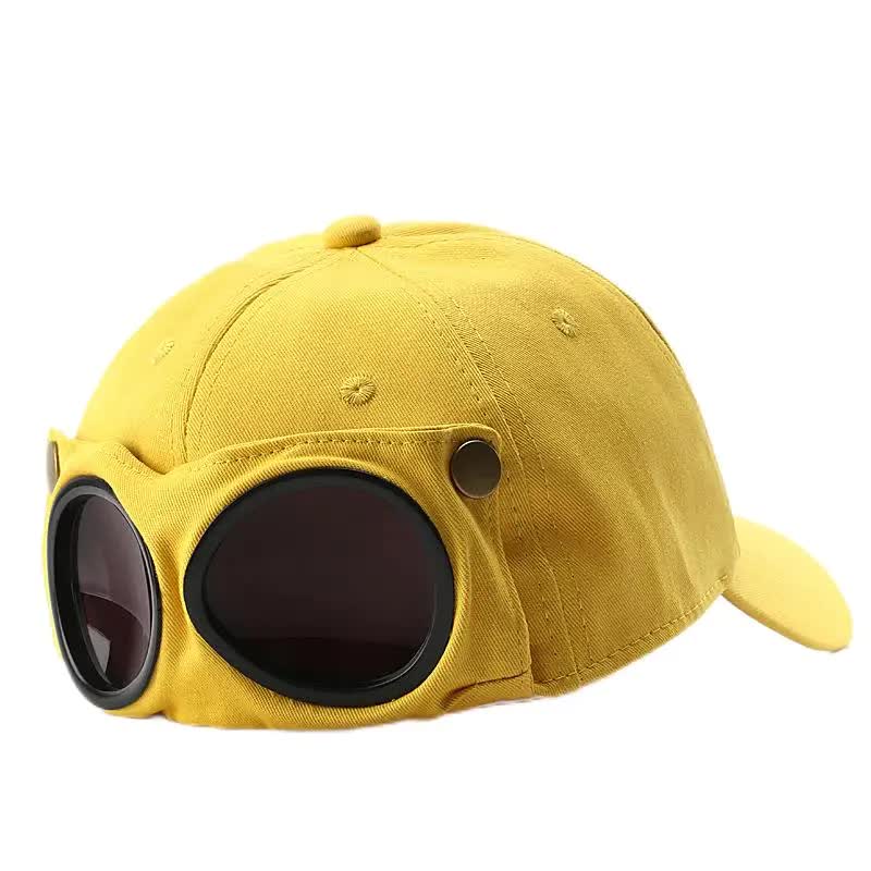 Yellow Stylish Aviator Goggle Baseball Cap - Unisex Outdoor Cotton Sun