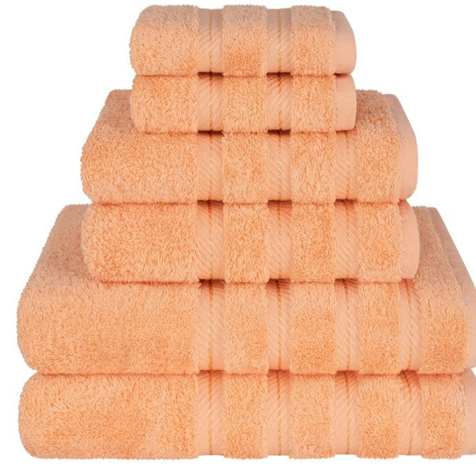 Orange Luxury 6-Piece Combed Cotton Towel Bale Set - Ultra Soft & Abso