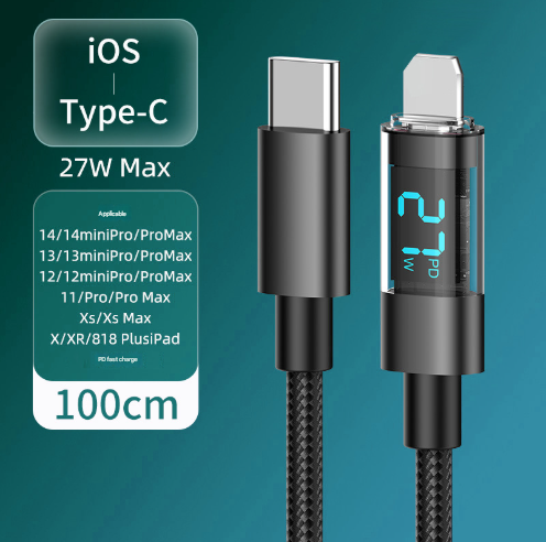 1 Meter IOS To Type-C 4-Piece Set 1m 100W Super Fast Charge Transparen
