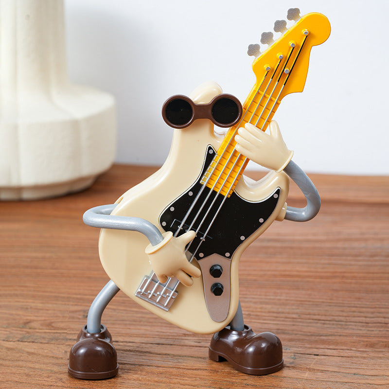 Dancing Musical Instrument Figurines - Wind-Up Guitar & Cello Toys wit