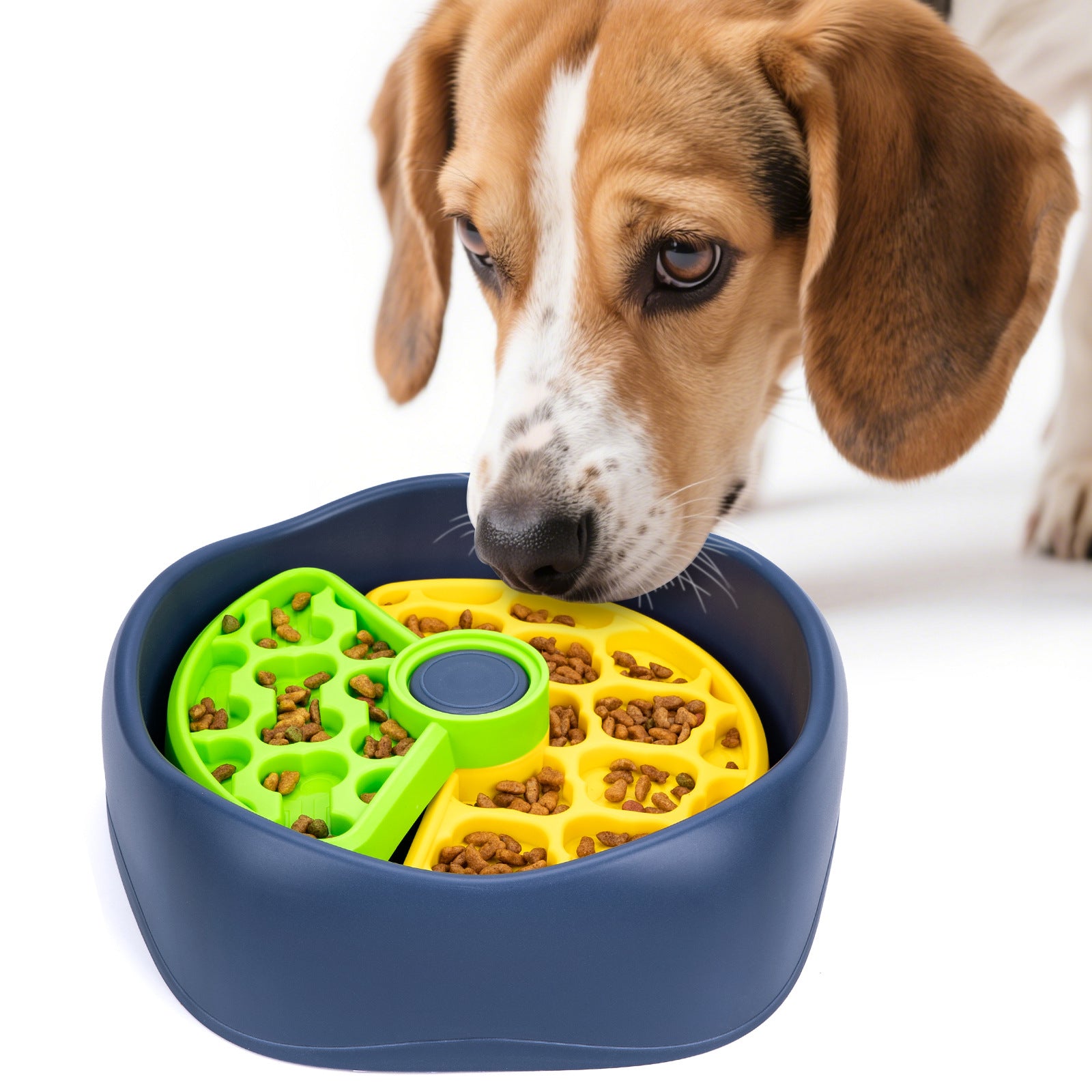 Yellow,Green and Blue Interactive Dog Puzzle Feeder Bowl - Slow Eating
