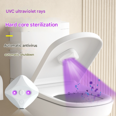 2 Pcs White Automatic UVC Toilet Sanitizer Light - Rechargeable Portab