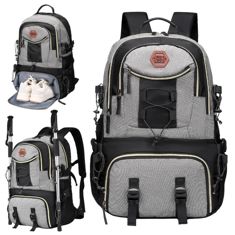 Dark Grey Stylish Large Capacity Backpack - Water-Resistant Oxford Ruc