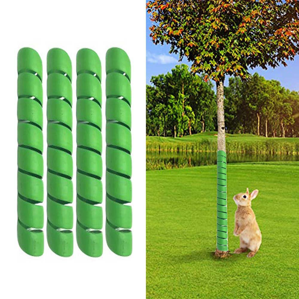 Green 4-Pack Spiral Tree Trunk Protector Guard - Flexible Sapling Bark