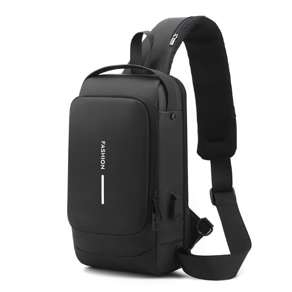 Black Modern Anti-Theft Sling Bag for Men - Crossbody Backpack with US
