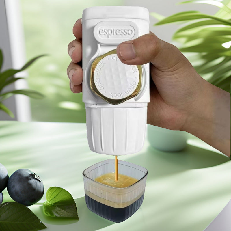 White Portable Hand Press Espresso Machine - Compatible with Espresso