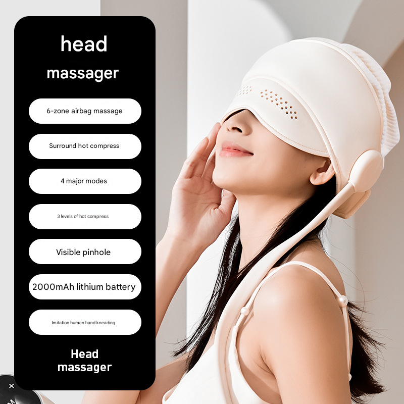 Electric Head Massage Hat with Inflatable Airbags - 6-Zone Scalp Thera