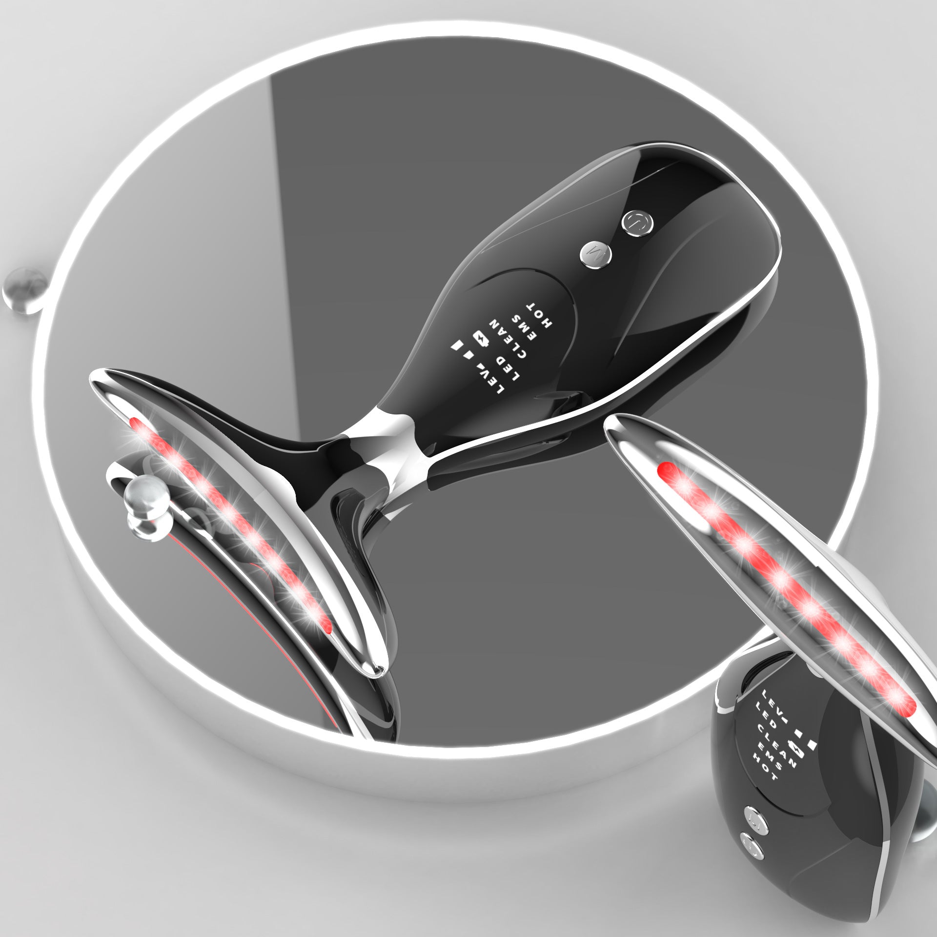 Multi-Function Facial & Neck Massager with LED Light Therapy, EMS & Wa