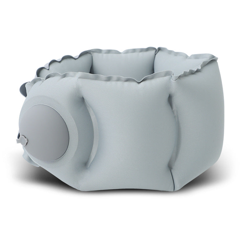 Light Grey Press-Pump Inflatable Travel Pillow - Ultra-Lightweight Erg