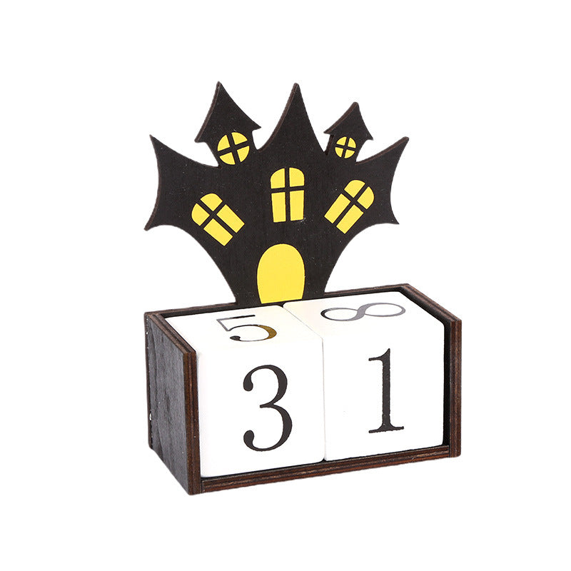Black Castle Shape Festive Halloween Countdown Blocks - Reusable Woode