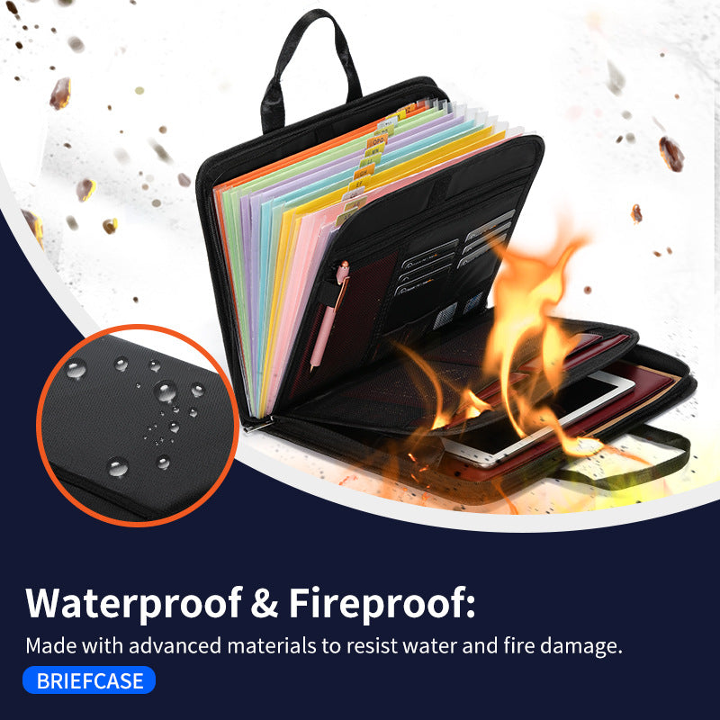 Fireproof & Waterproof Expanding File Folder Organizer with Zipper - L