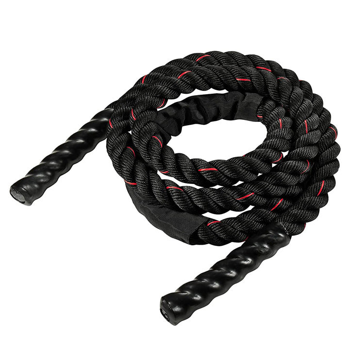 Black-red Heavy Duty Battle Rope for Jumping (25mm) - Intense Full-Bod