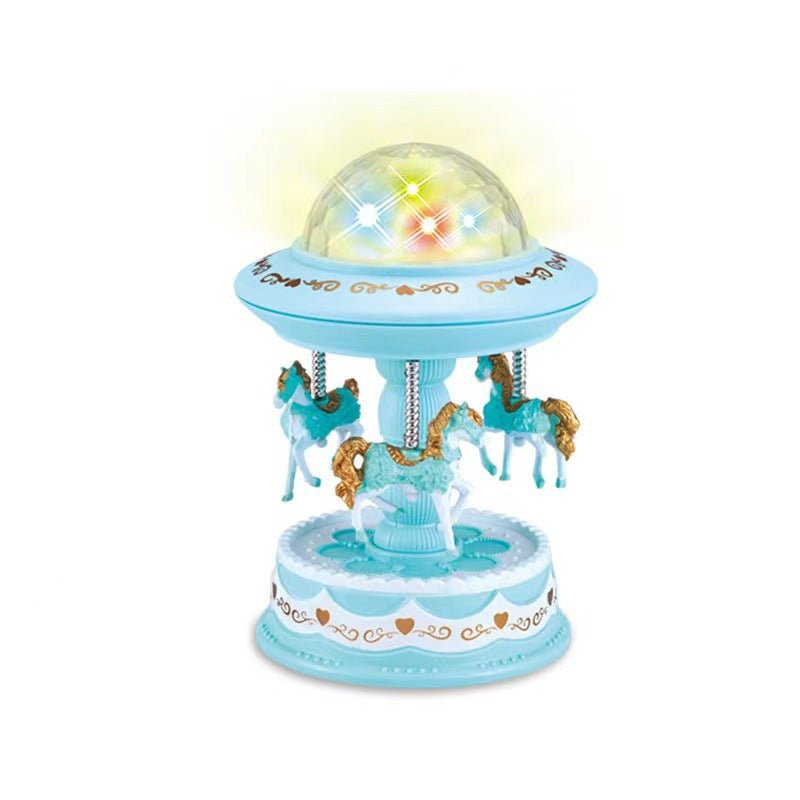 Blue Music Box Musical Carousel Horse LED Carousel Toy Child Birthday