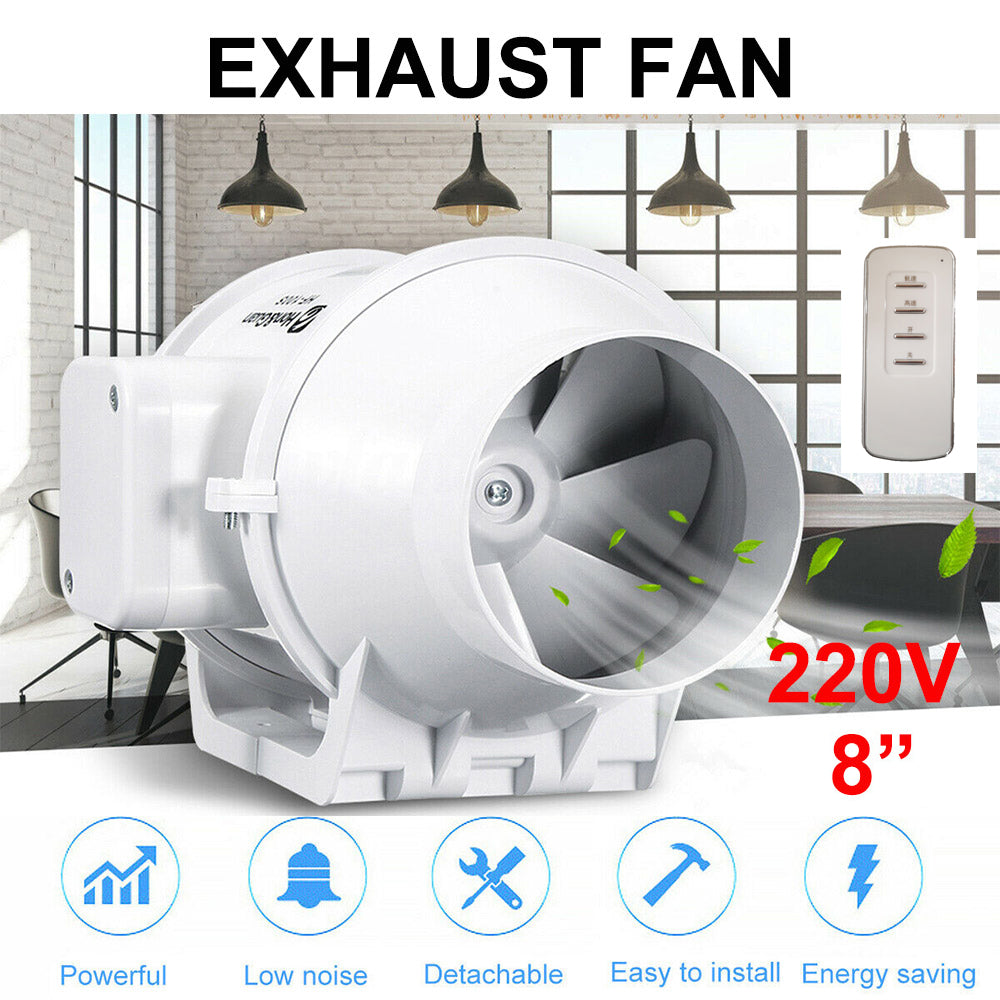 8" Inch Extractor Fan+Remote Duct Hydroponic Air Circulation Exhaust V