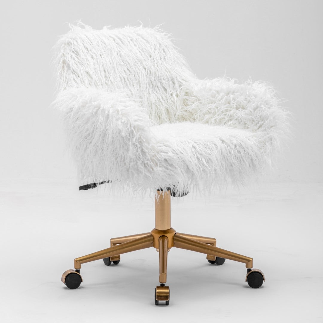 Fluffy Office Chair Faux Fur Modern Swivel Desk Chair for Women And Gi