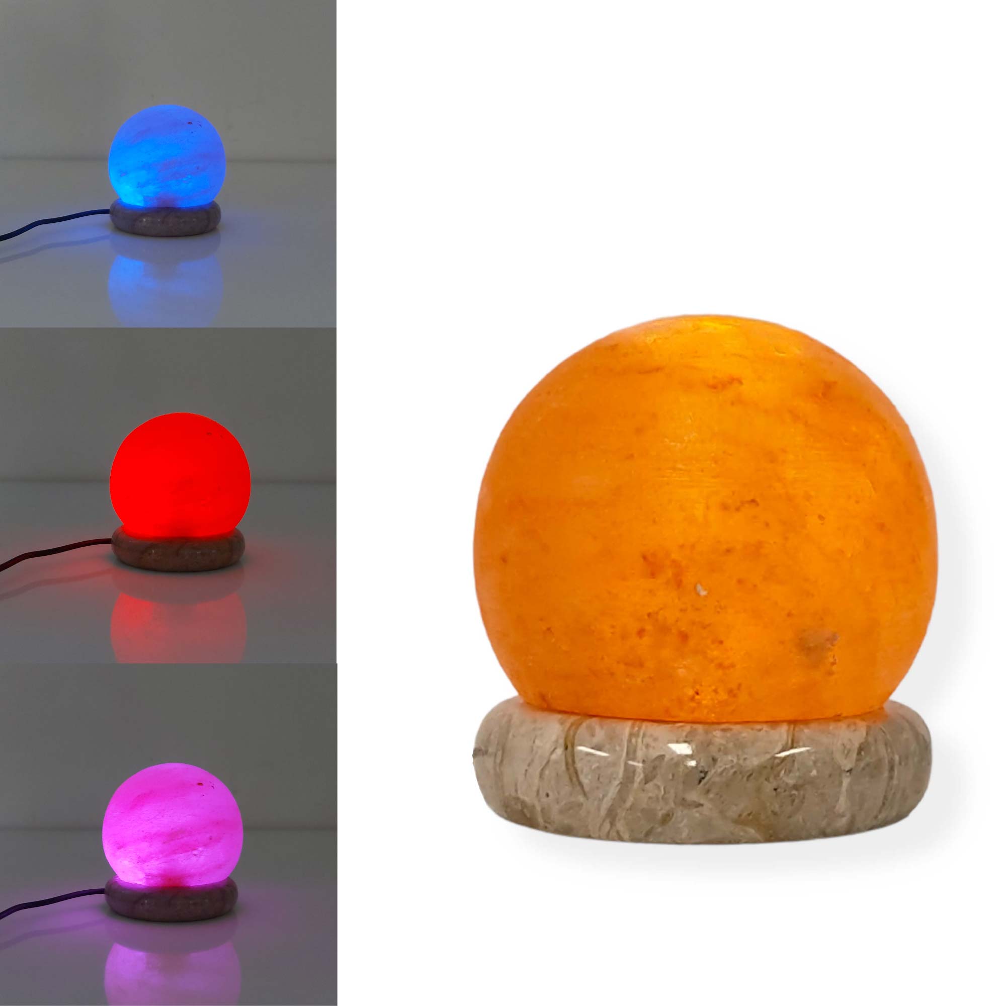 USB Colour Changing Salt Himalayan Lamp - Ball Sphere Shape Pink Rock