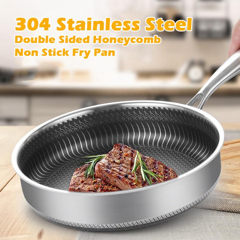 Stainless Steel Frying Pan Non-Stick Cooking Frypan Cookware 30cm Hone