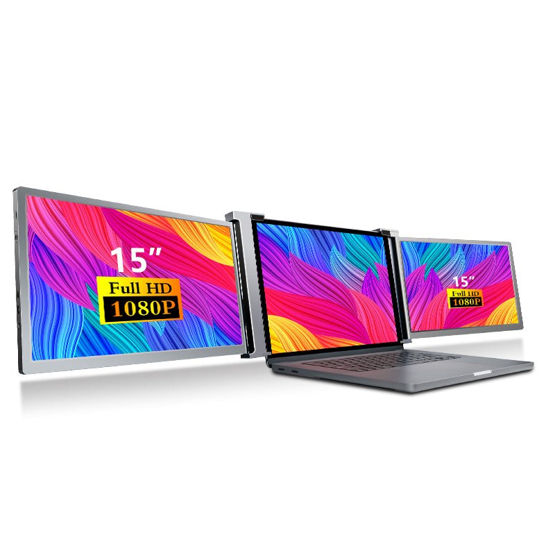 Dual Portable Triple Fold 1080P IPS FHD Monitor Screen Extender For La