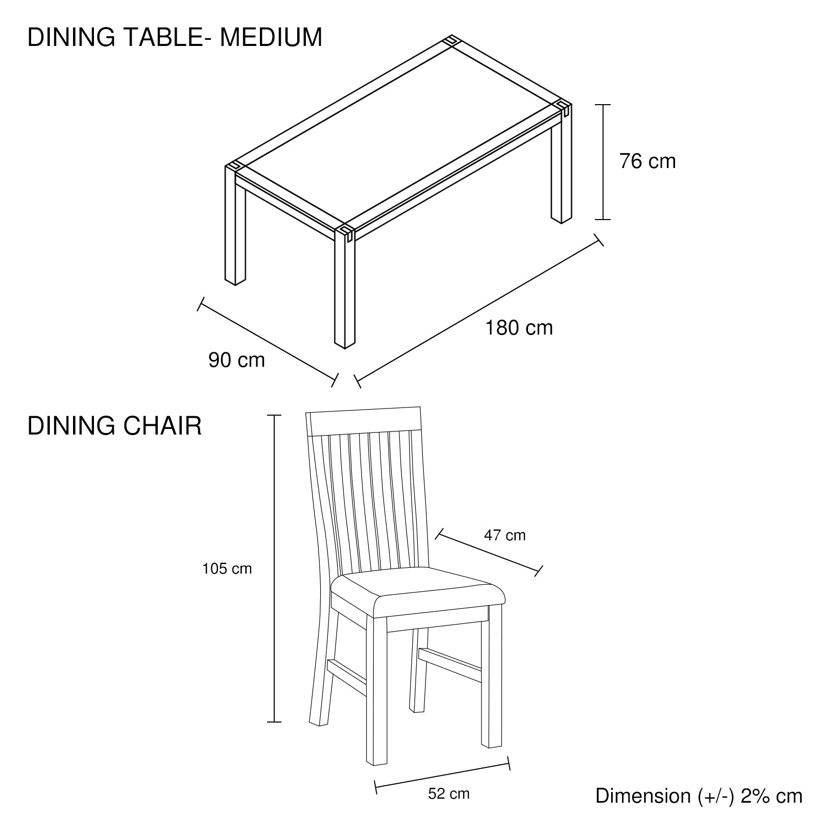 7 Pieces Dining Suite 180cm Medium Size Dining Table & 6X Chairs with